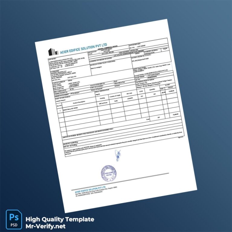 India ACIER EDIFICE SOLUTION PVT LTD Invoice Template In Word And PDF Formats