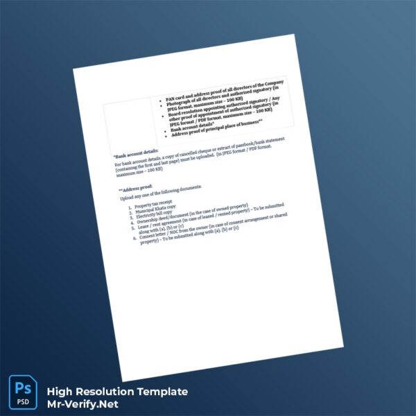 Editable India GST Registration Document Checklist Word And Pdf ...