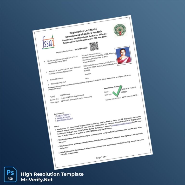 Editable India Government Of Andhra Pradesh Registration Certificate ...
