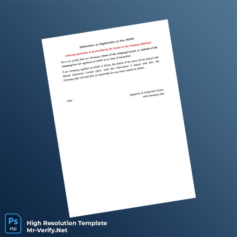 Editable India MSME Registration Declaration Word And Pdf Template 2 Page