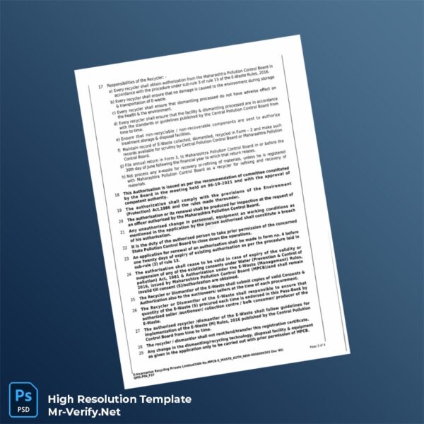 Editable India Maharashtra Pollution Control Board Registration ...