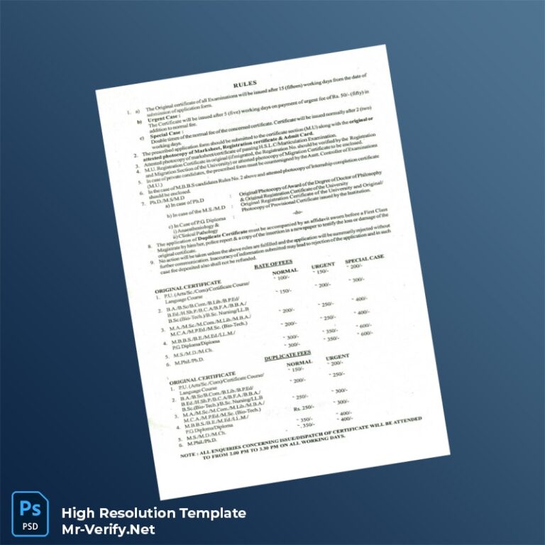 Editable India Manipur University Original Certificate Word And Pdf ...