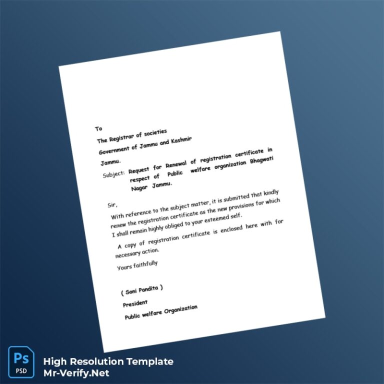 Editable India Registrar Of Societies Registration Certificate Word And Pdf Template