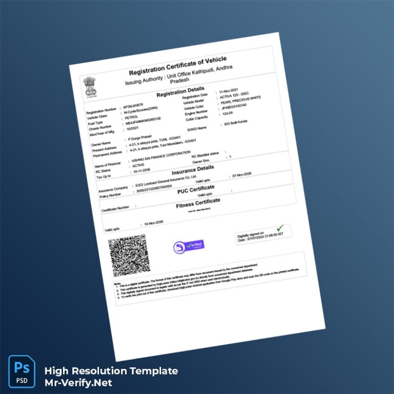 Editable India Registration Authority Registration Certificate Word And ...