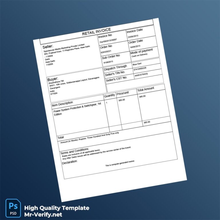 India Spectacular Media Marketing Private Limited Invoice Template In ...