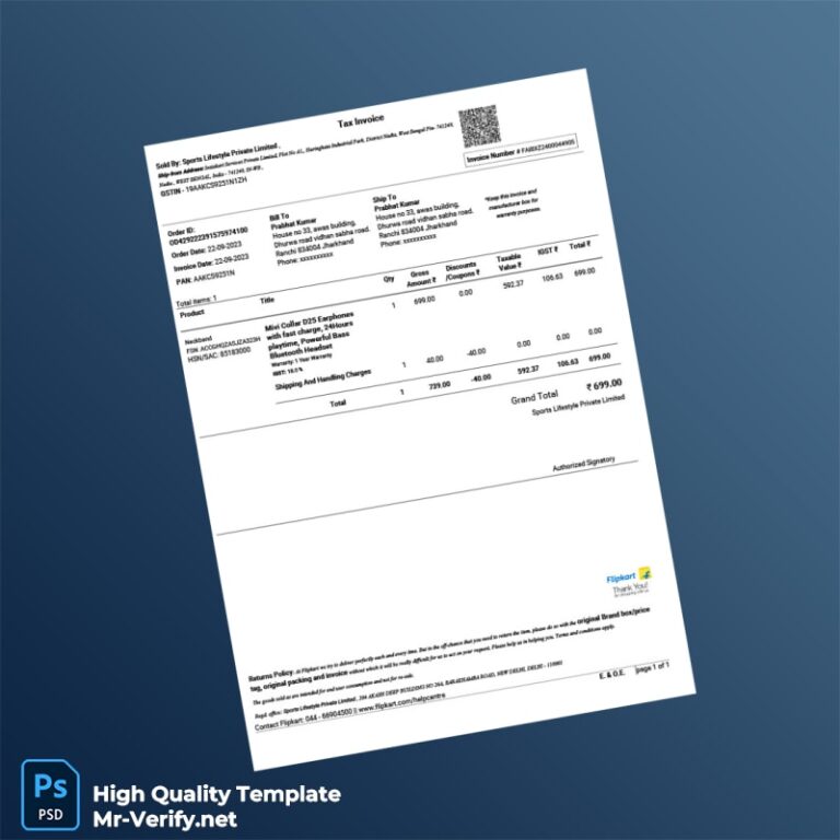 India Sports Lifestyle Private Limited Invoice Template In Word And PDF ...