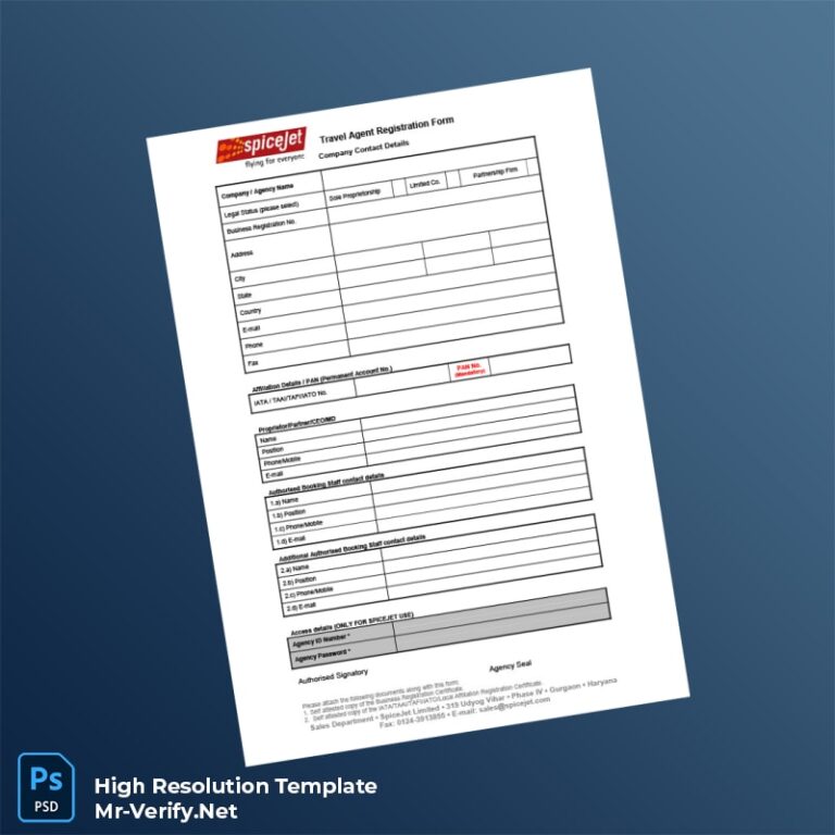 Editable India Travel Agent Registration Form Word And Pdf Template