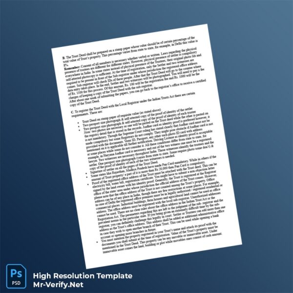 Editable India Trust Authority Registration Certificate Word And Pdf ...