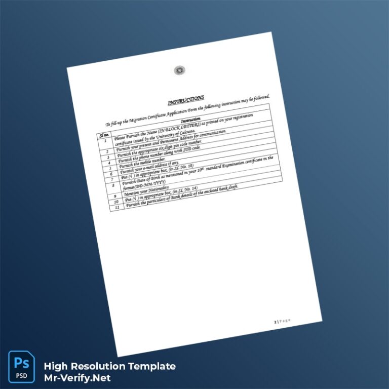 India University Of Calcutta Editable Migration Certificate Word And ...