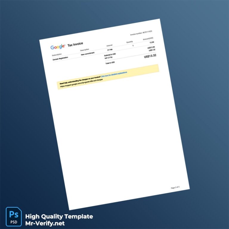 Indonesia Google Asia Pacific Pte Ltd Tax Invoice Template In Word And ...
