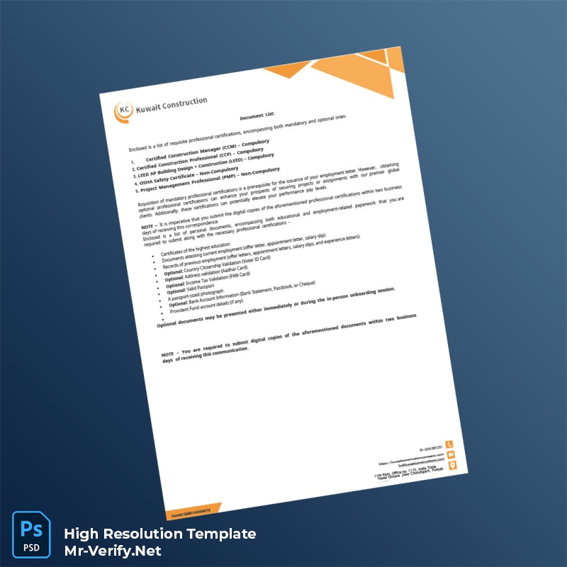 Editable KCC Employment Verification Letter Word And Pdf Template 6 Page