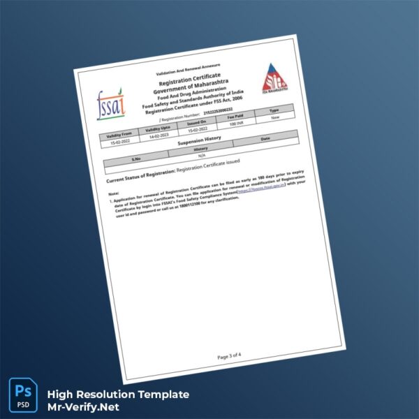 Editable Maharashtra Food And Drug Administration Registration ...