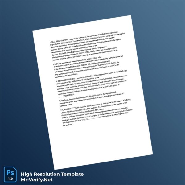 Editable Peru Peace Court Request For Registration Of Marriage ...