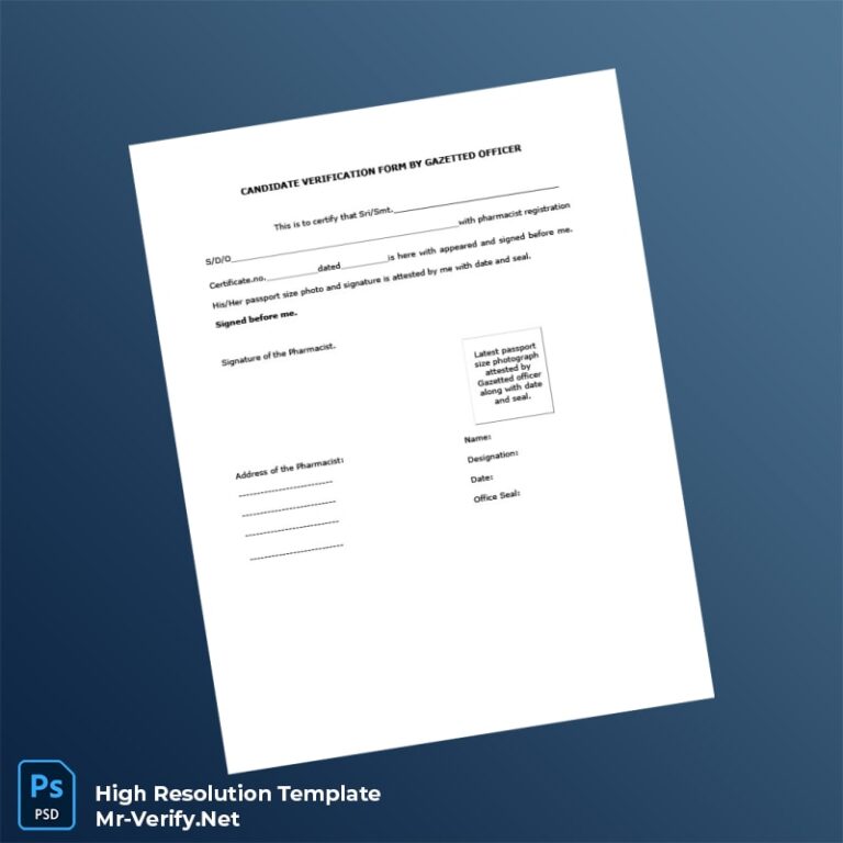 Editable Pharmacist Verification Form Word And Pdf Template