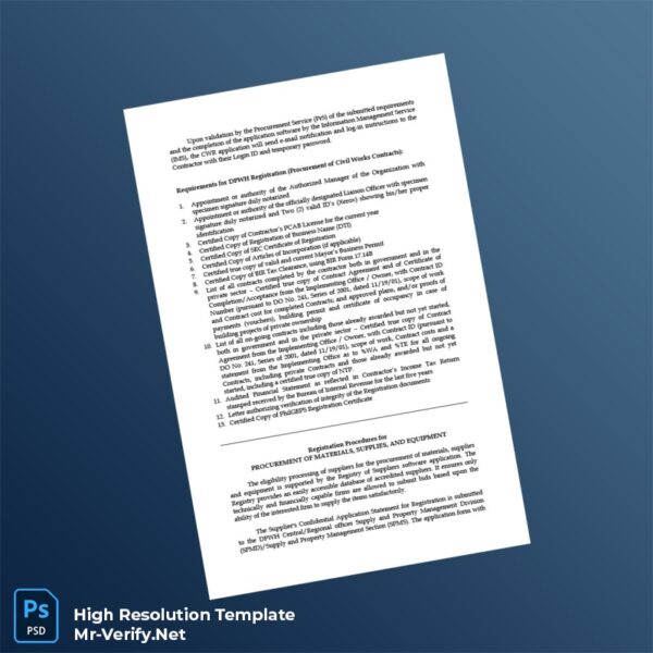 Philippines DPWH Editable Registration Certificate Word And Pdf ...