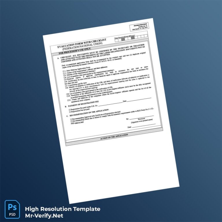 Editable Philippines Department Of Labor And Employment Application For ...