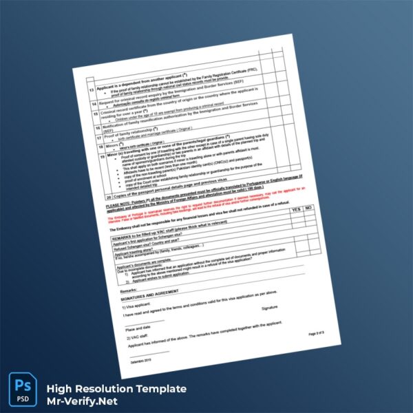 Editable Portugal Embassy Family Reunification Visa Checklist Word And ...