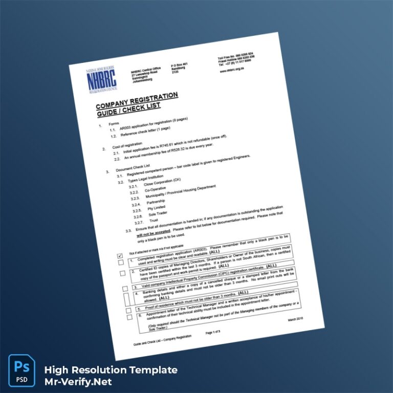 Editable South Africa National Home Builders Registration Council ...