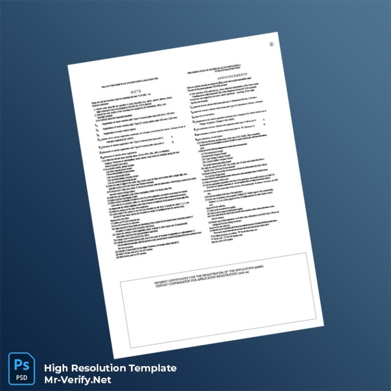 Editable South Tyrol Vehicle Registration Application Form Word And Pdf Template 2 Page