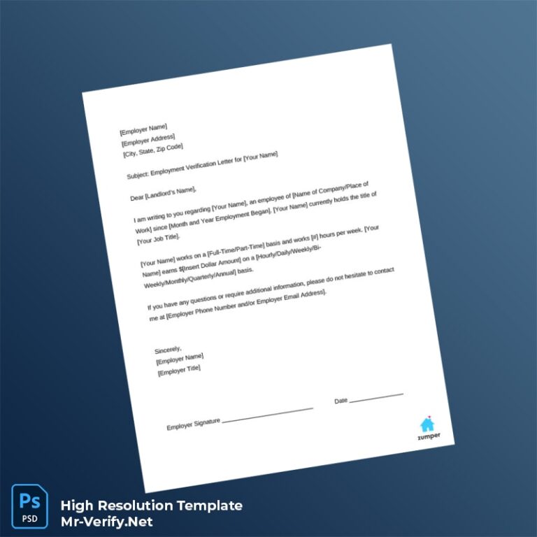 Editable United States Employer Proof Of Employment Letter Word And Pdf ...