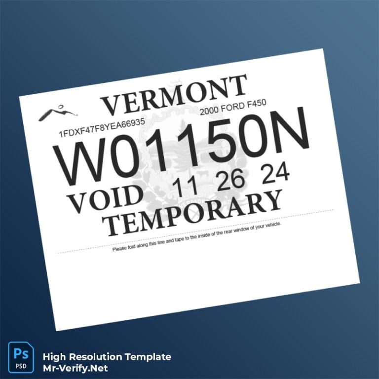 Editable Vermont Department Of Motor Vehicles Temporary Registration Certificate Word And Pdf ...