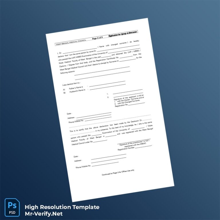 Editable West Bengal Medical Council Registration Certificate Word And ...