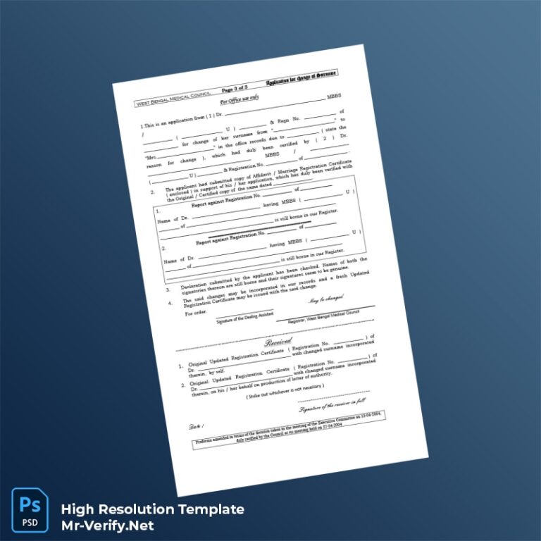 Editable West Bengal Medical Council Registration Certificate Word And ...