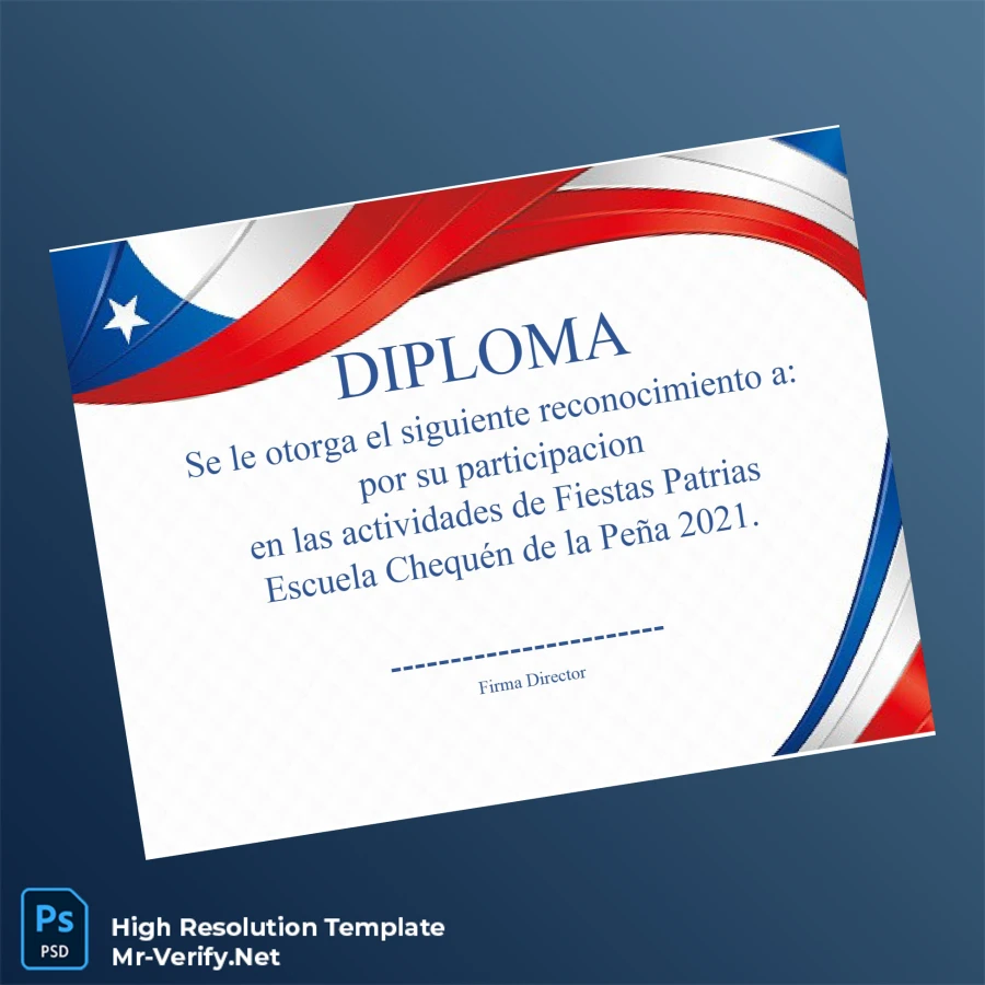 Chile Escuela Chequén De La Peña Diploma Template - Fully Editable ...