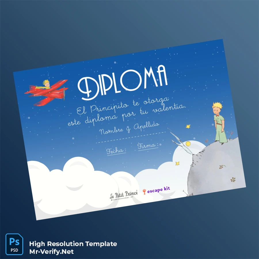 Spain Le Petit Príncipe Diploma Template - Fully Editable & High Resolution