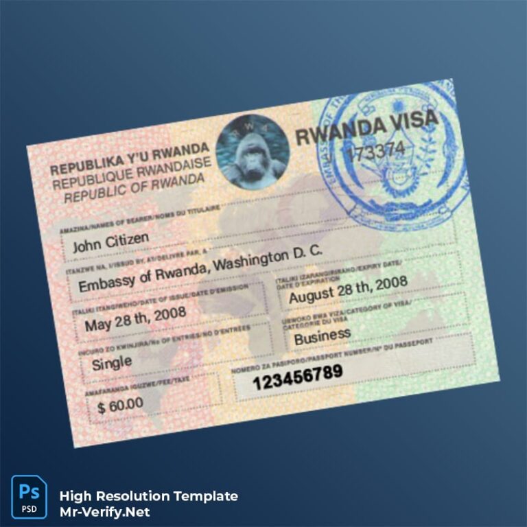 Rwanda Visa PSD Template - Fully Editable & High Resolution PSD